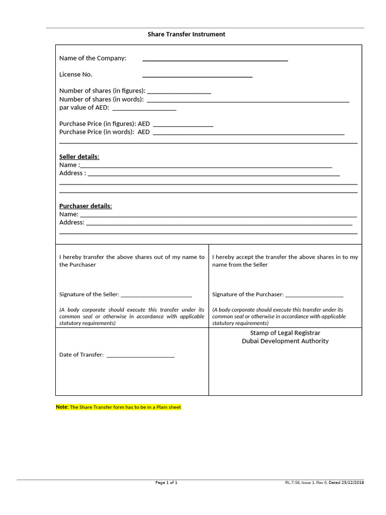 Share Transfer Form | PDF