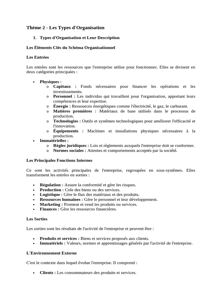 Types d'Organisation et Ressources | PDF | Business | Gestion des ...