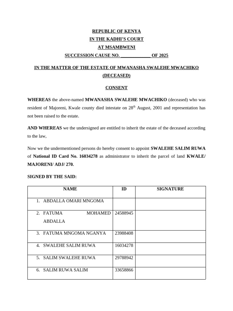 Kadhi's Court Estate Petition 2025 | PDF | Justice | Crime & Violence