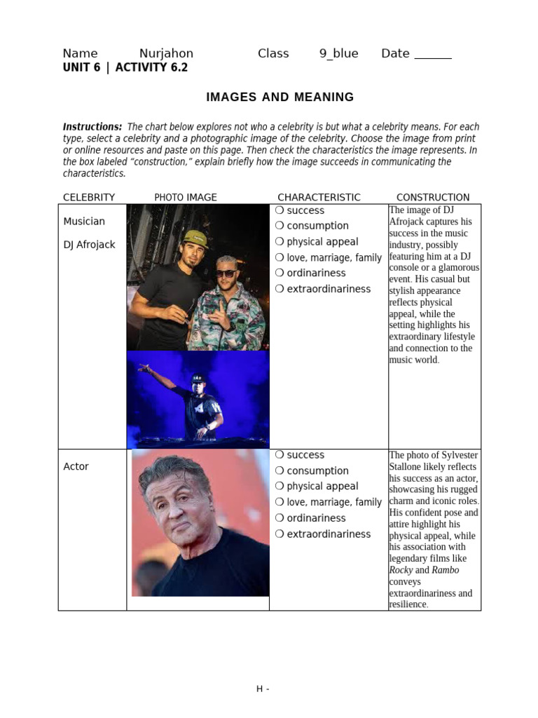 YR9 CELEBRITY_Worksheet2 (5) | PDF
