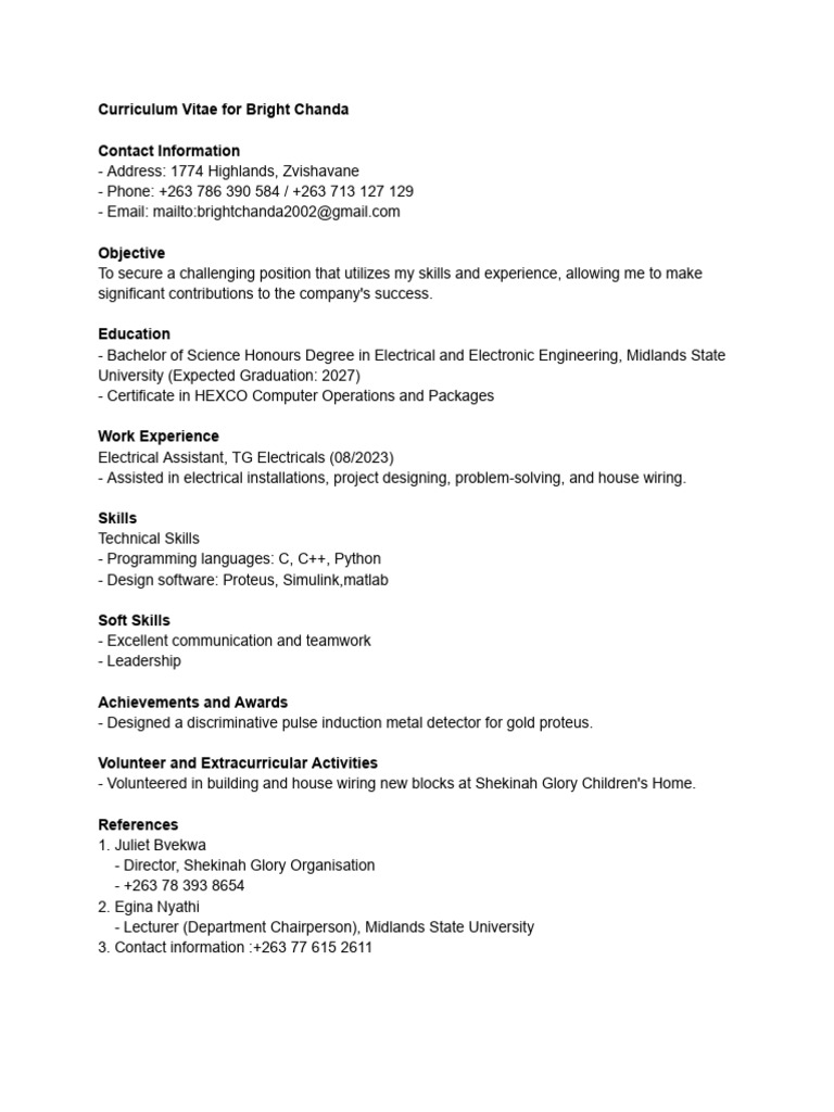 Bright Chanda CV | PDF