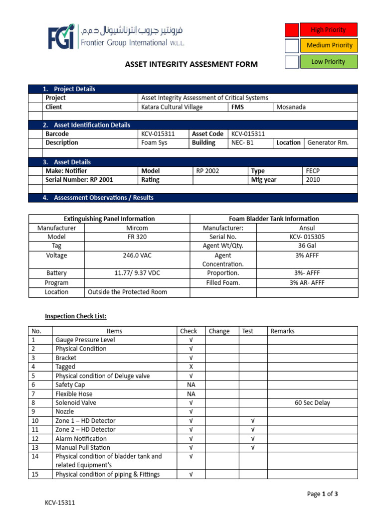 Asset Integrity Assessment KCV-015311 | PDF | Electrical Engineering ...