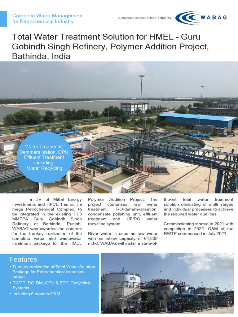 RefSheet - HMEL Guru Gobind Singh Refinery, Bathinda HMEL | PDF | Water Purification ...