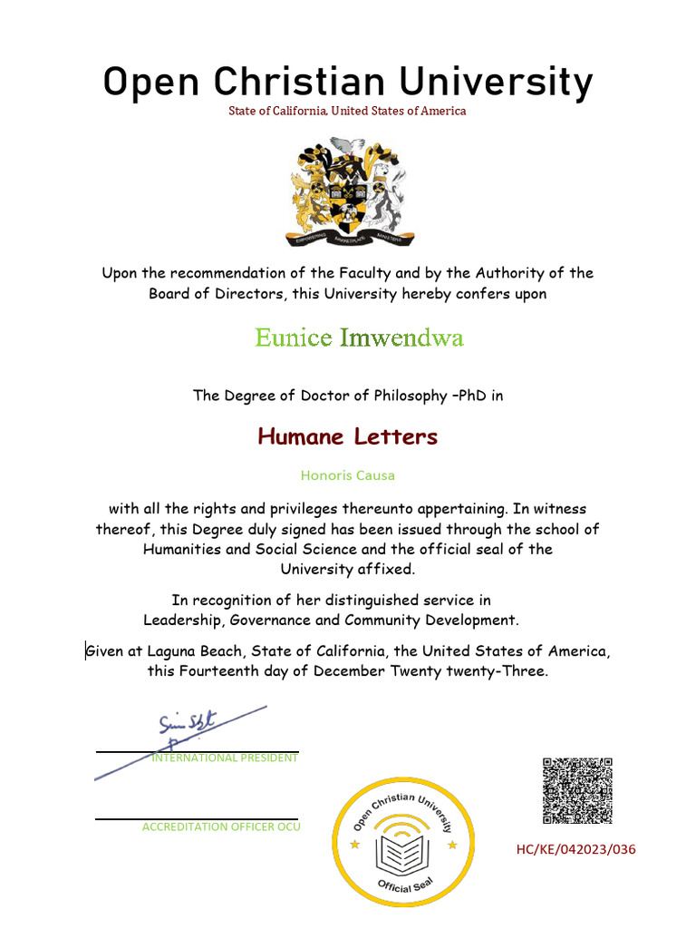 Honorary PhD in Humane Letters | PDF