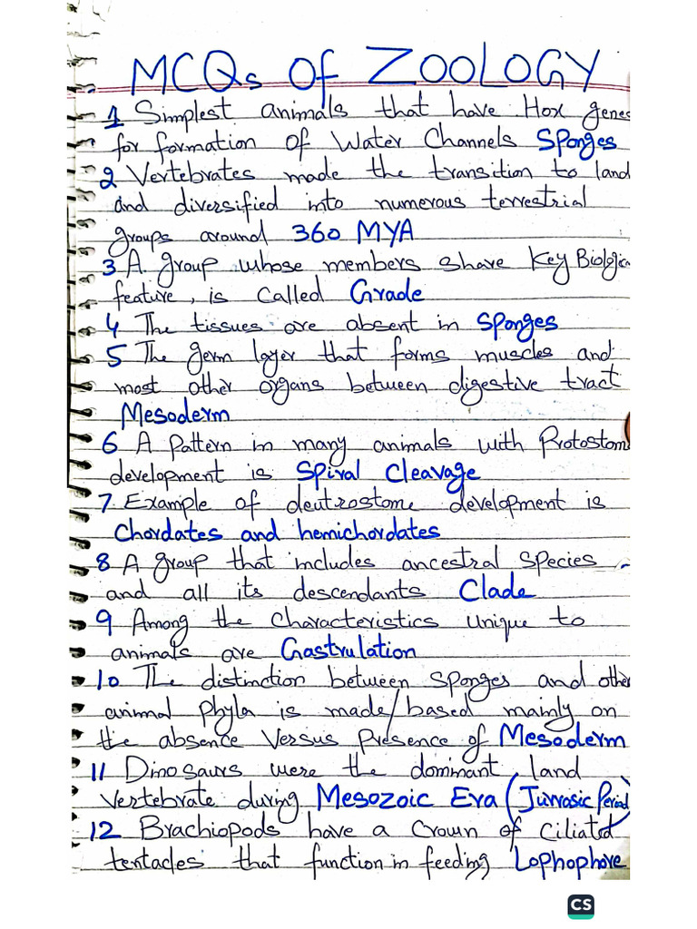 Zoology Mcqs by Malik Abu Bakr | PDF