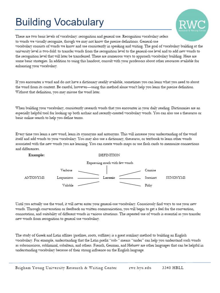 Building Vocabulary | PDF | Vocabulary | Word
