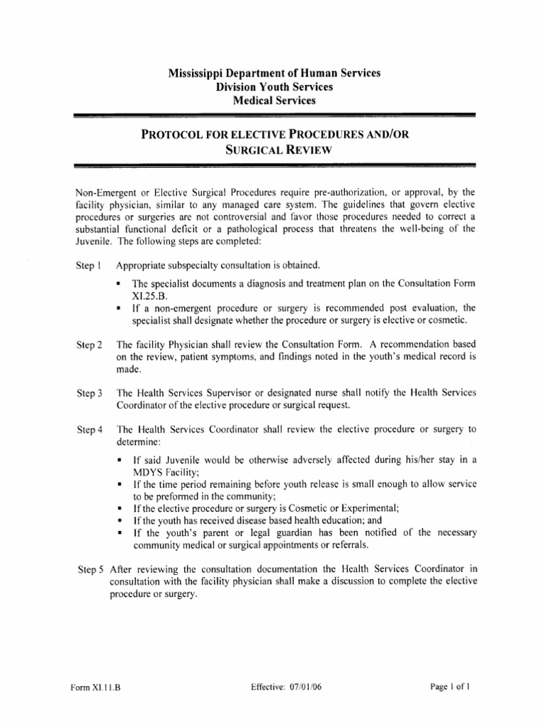 XI11B Elective Procedure and Surgical Review Form | PDF | Surgery ...