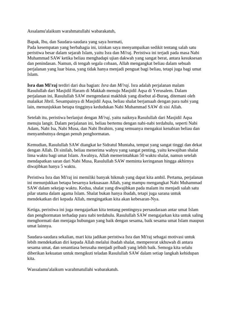 Isra Mi'raj: Makna dan Hikmah | PDF