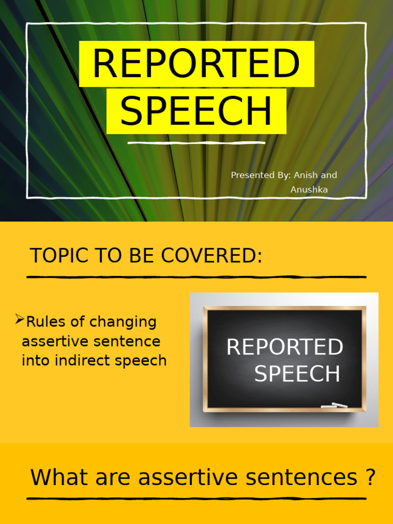 Group - Presentation - Reported Speech | PDF | Verb | Linguistic Typology