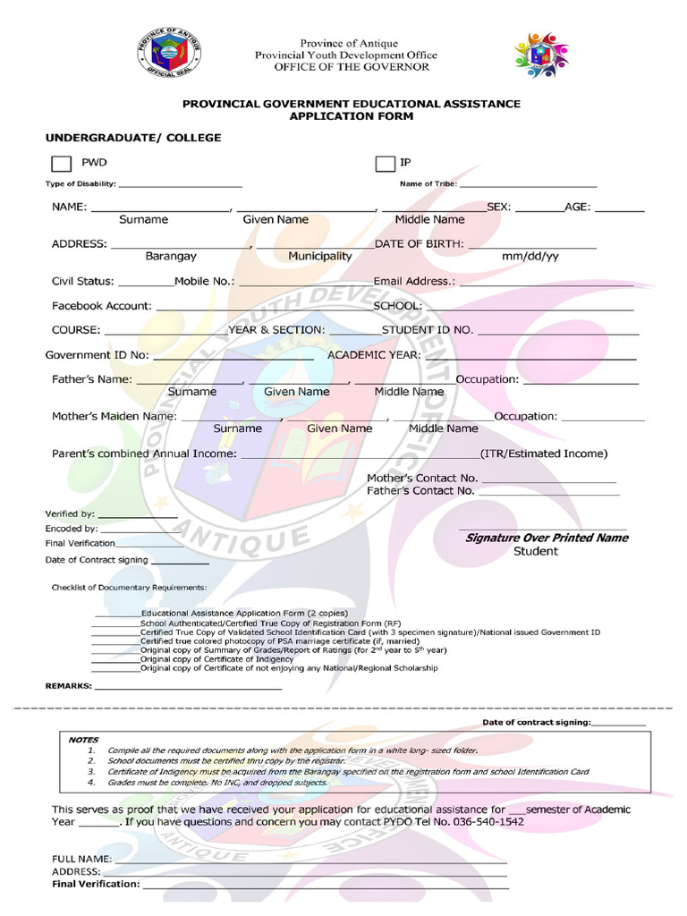 Application Form College Undergraduate Student | PDF