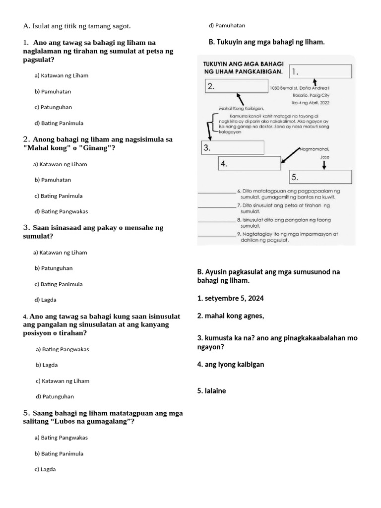 Bahagi NG Liham | PDF