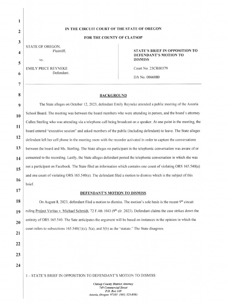 Clatsop County Response To Emily Reyneke 9/26/23 | PDF | Public Law ...