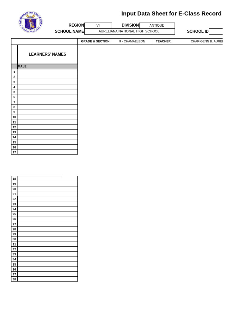 1st To 4th Mapeh e Class Record | PDF