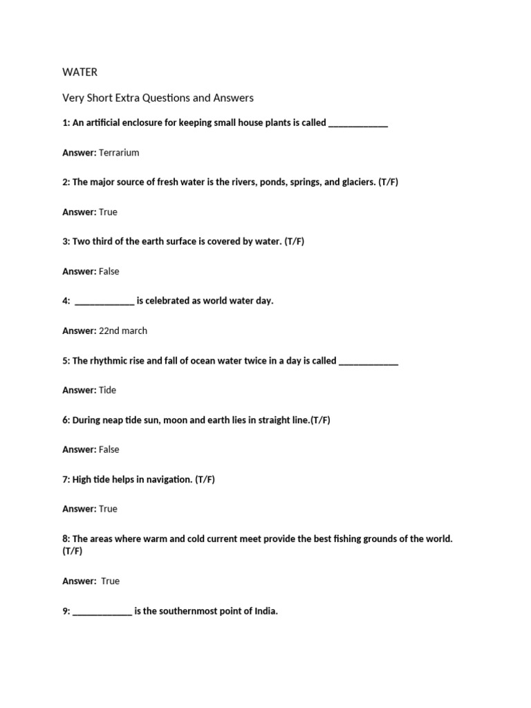 Water Class 7 Ncert Notes | PDF | Oceans | Tsunami