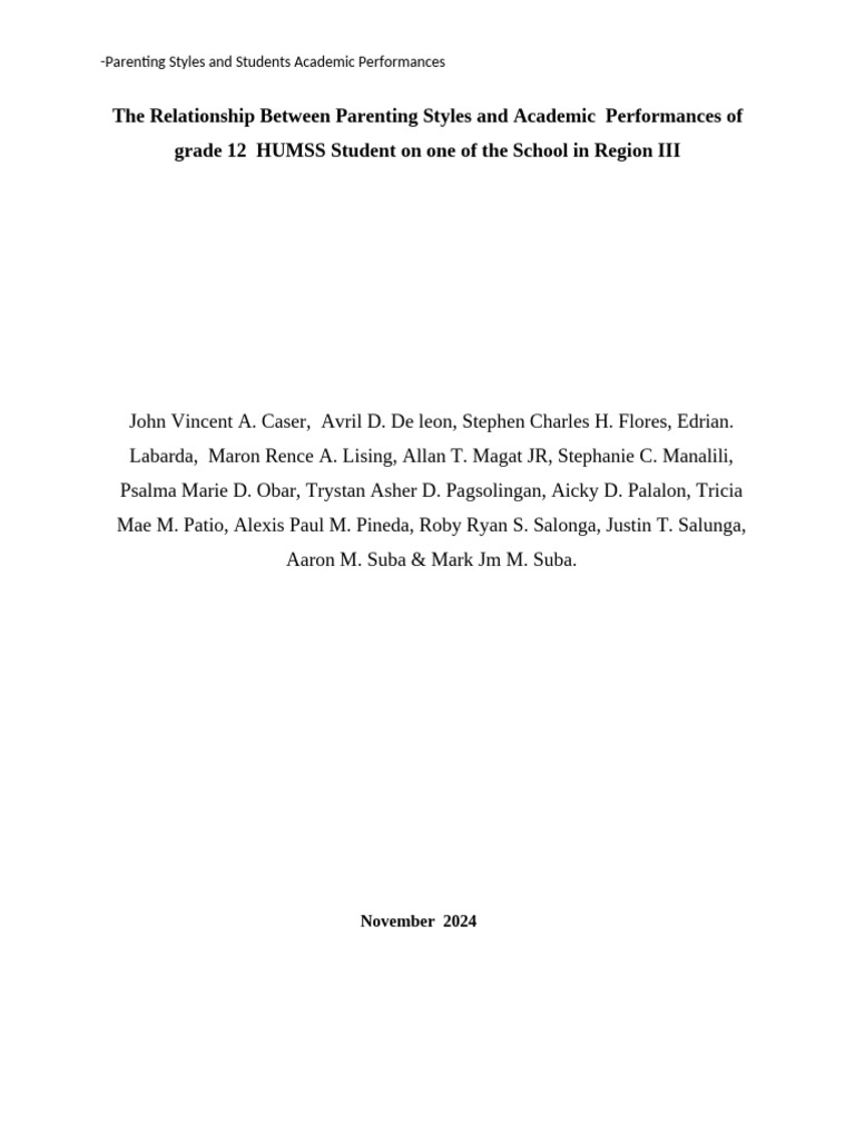 Group 2 Humss c (Malachi) Final Paper | PDF | Parenting | Behavioural Sciences