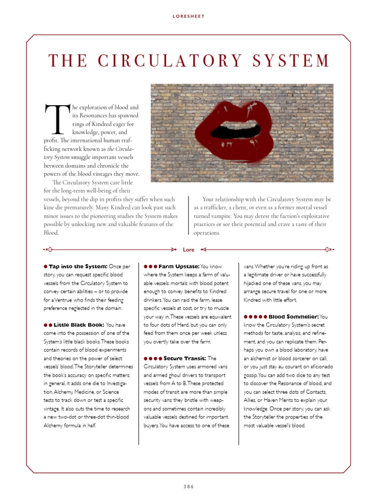 Circulatory System Loresheet | PDF