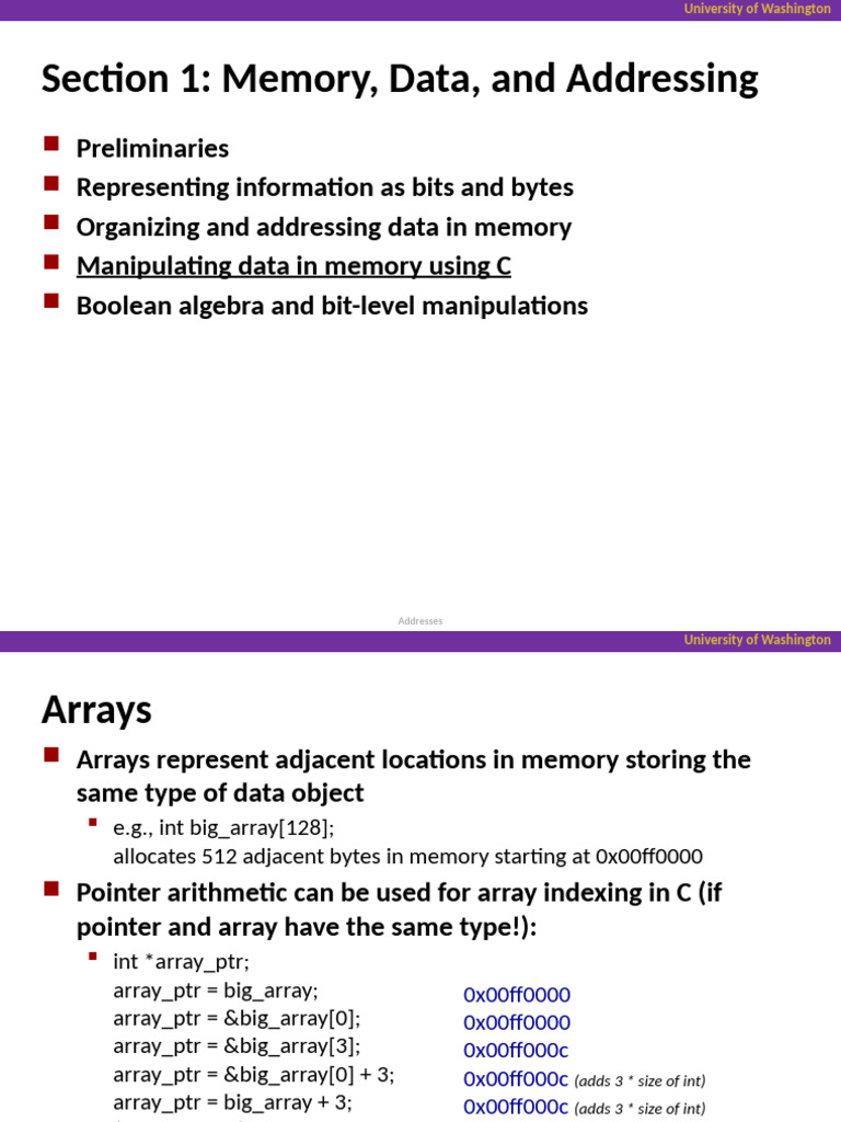 Lecture Slides 01 015-Arrays | PDF | Pointer (Computer Programming) | Integer (Computer Science)