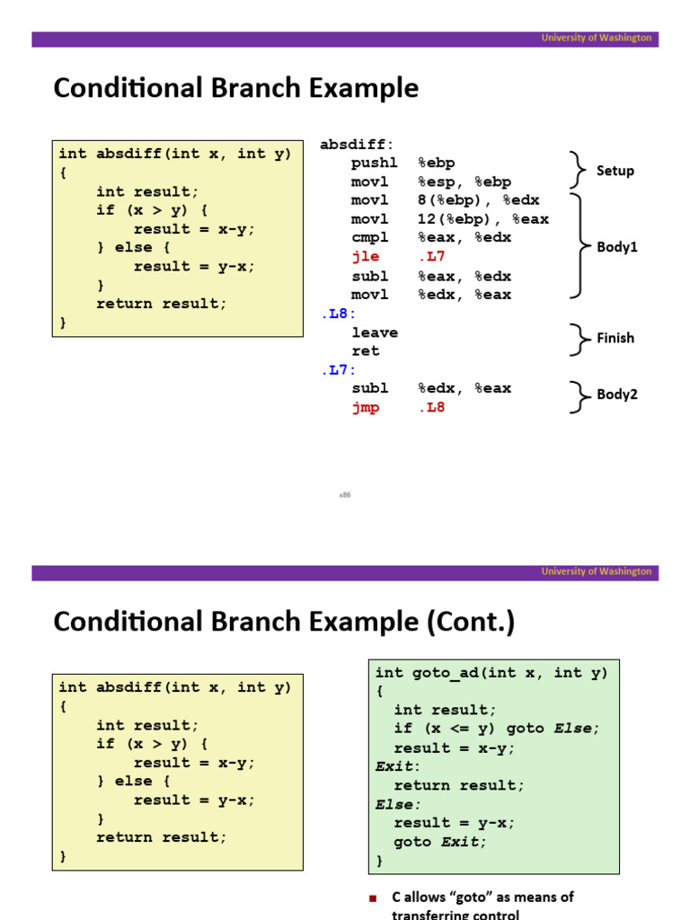 Lecture Slides 04 045 x86 Conditionals J | PDF | Computer Programming | X86 Architecture