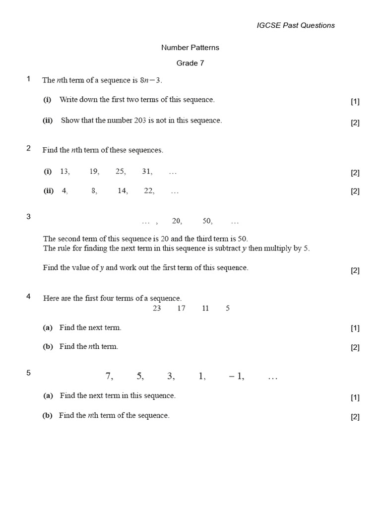 G7 Number Patterns | PDF