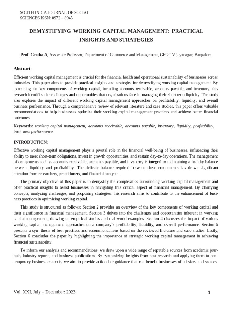 06 - Demystifying Working Capital Management | PDF | Working Capital | Inventory