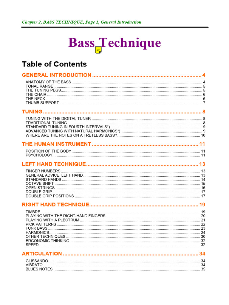 bass-technique | PDF | Bass Guitar | String Instruments