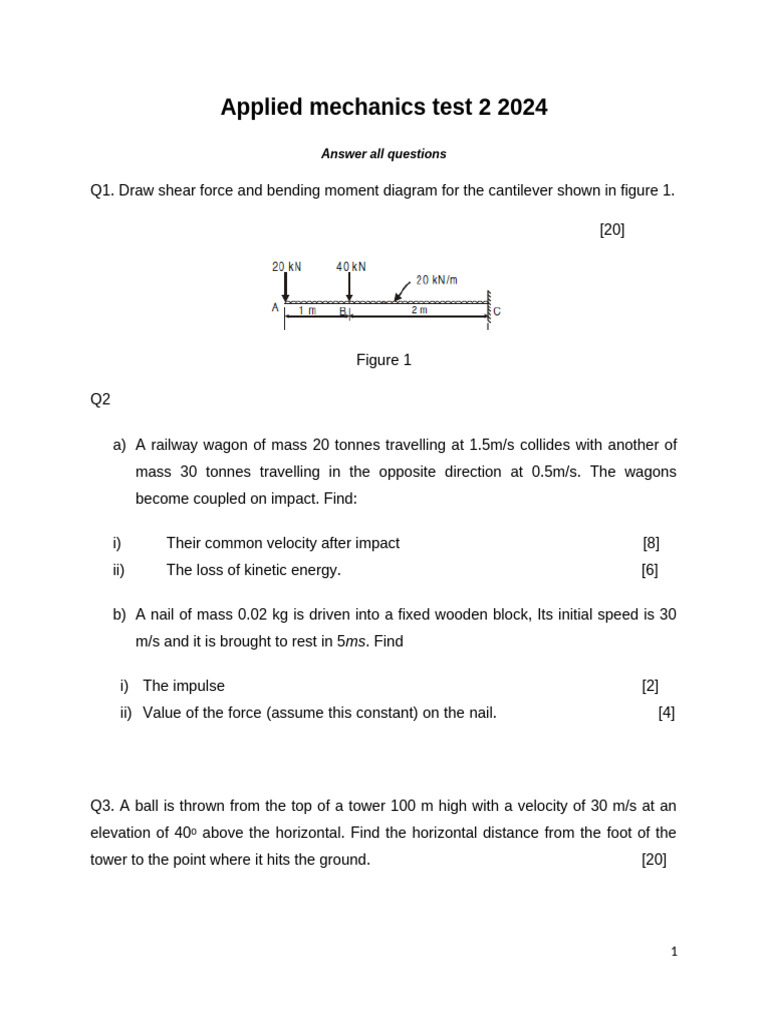 Level 2 Mechanics Test 2024 Answers | PDF | Mass | Quantity