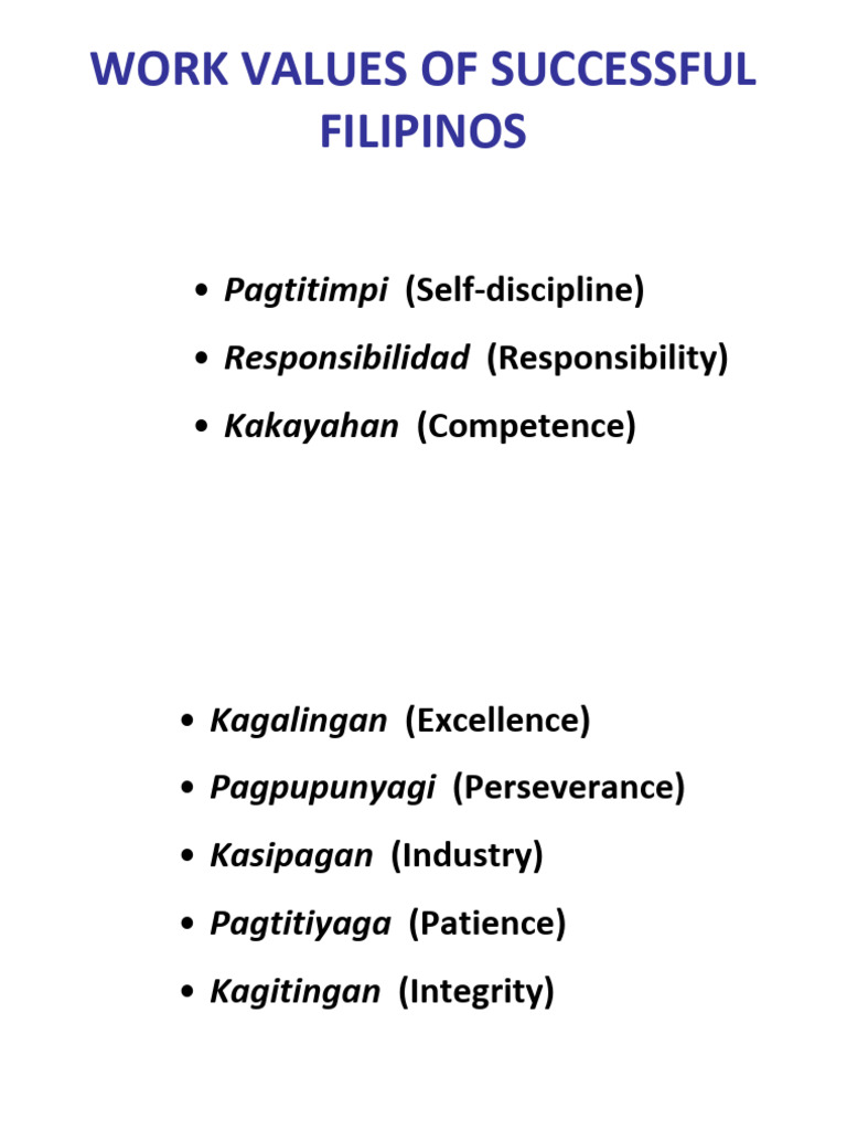 Work Values for Successful Filipinos | PDF | Motivation | Motivational