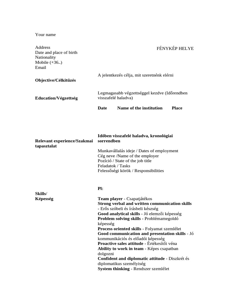 Angol CV Szavak | PDF