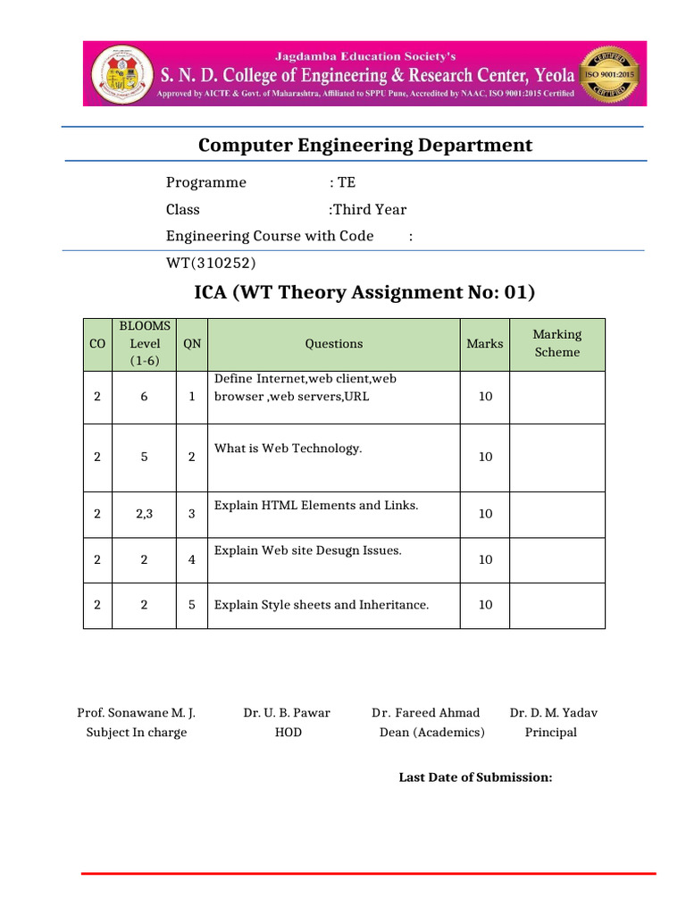 WEB TECHNOLOGY Theory Assignment - 1 - TE Computer Engineering | PDF | World Wide Web | Internet ...