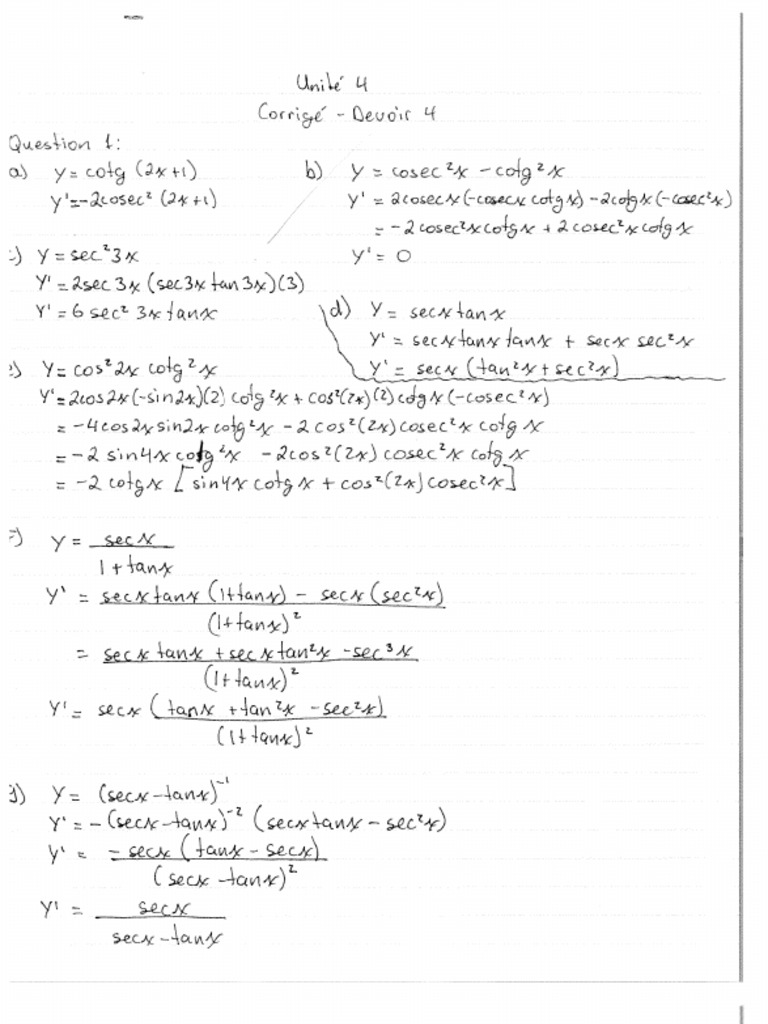 Corrigé Devoir 4 | PDF