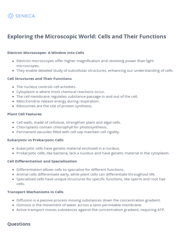 Understanding Cell Structures and Functions | PDF | Cell (Biology ...