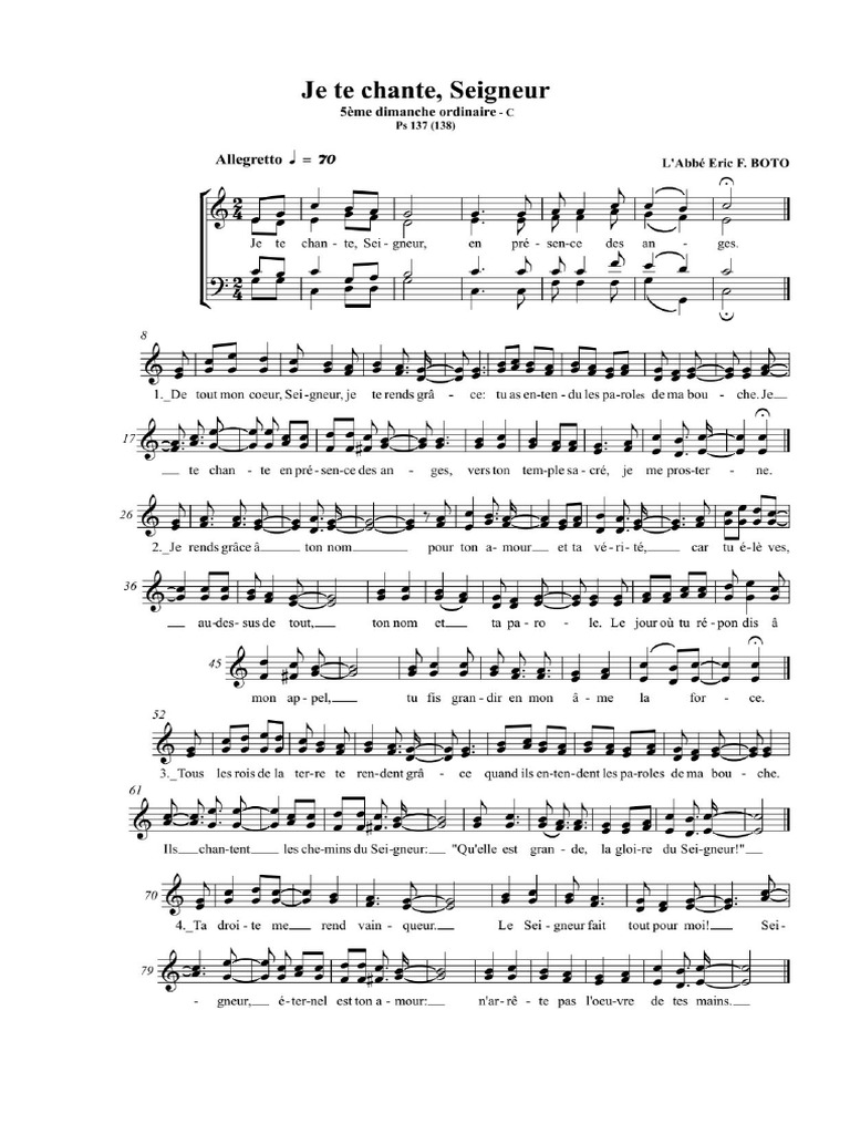 EC5 Je Te Chante, Seigneur - Full Score | PDF