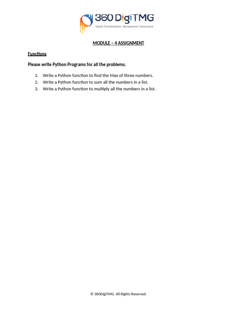 Module 4 Functions Assignment | PDF