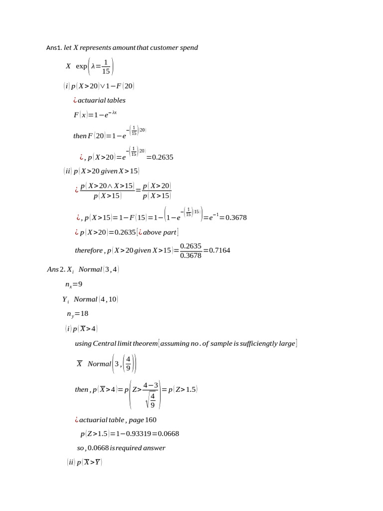 Ans1 | PDF | Statistical Theory | Probability Theory