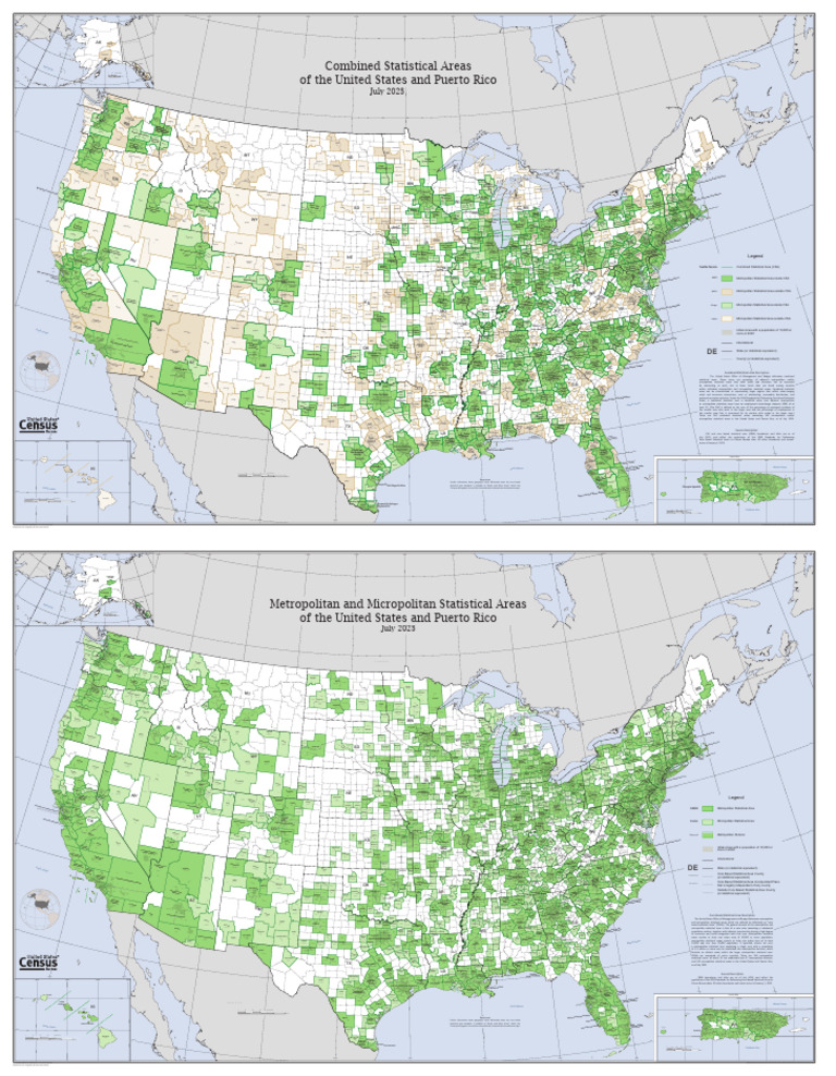 Metropolitan & Micropolitan Statistical Areas Map of The United States ...
