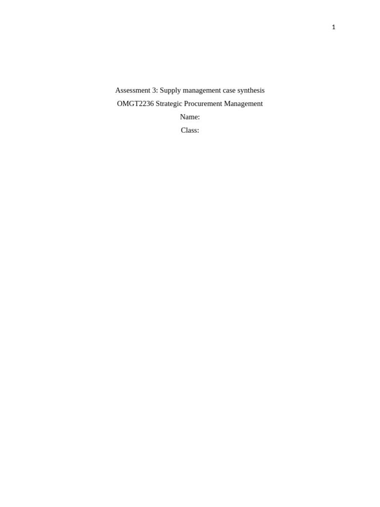 Assessment 3 Supply Management Case Synthesis | PDF | Sustainability ...