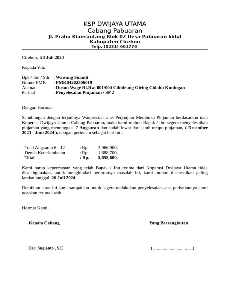 SP 2 Wawang Suandi | PDF