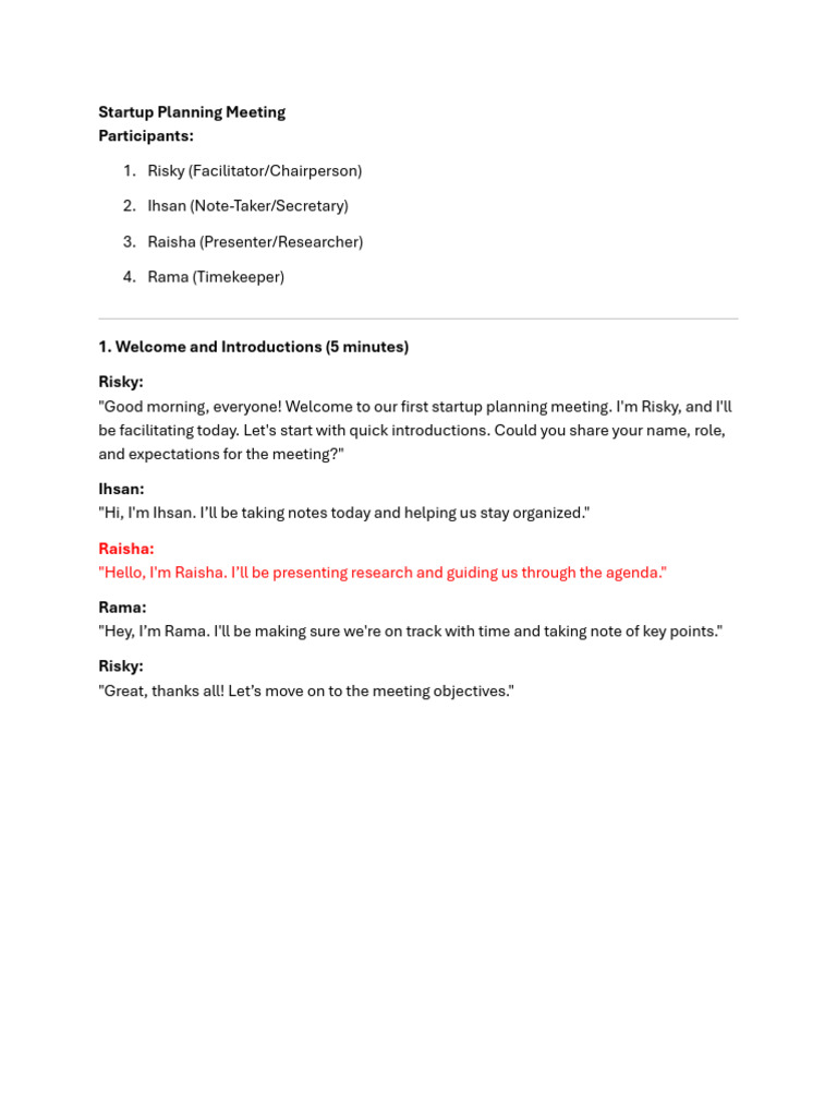 Startup Planning Meeting Summary | PDF | Pricing | Marketing