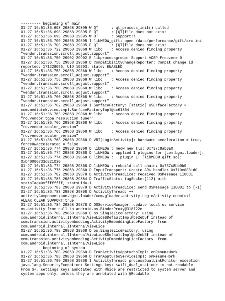 Com.bgmi.Loader Logcat | PDF | Computing Platforms | Software Engineering