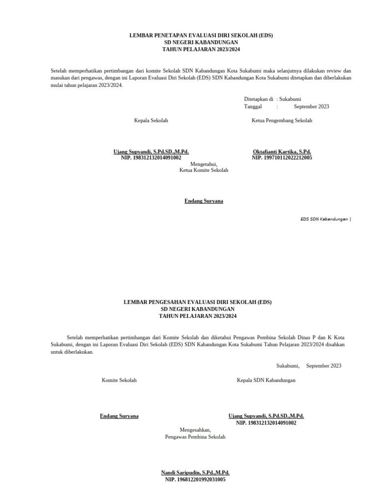 Lembar Penetapan Eds | PDF