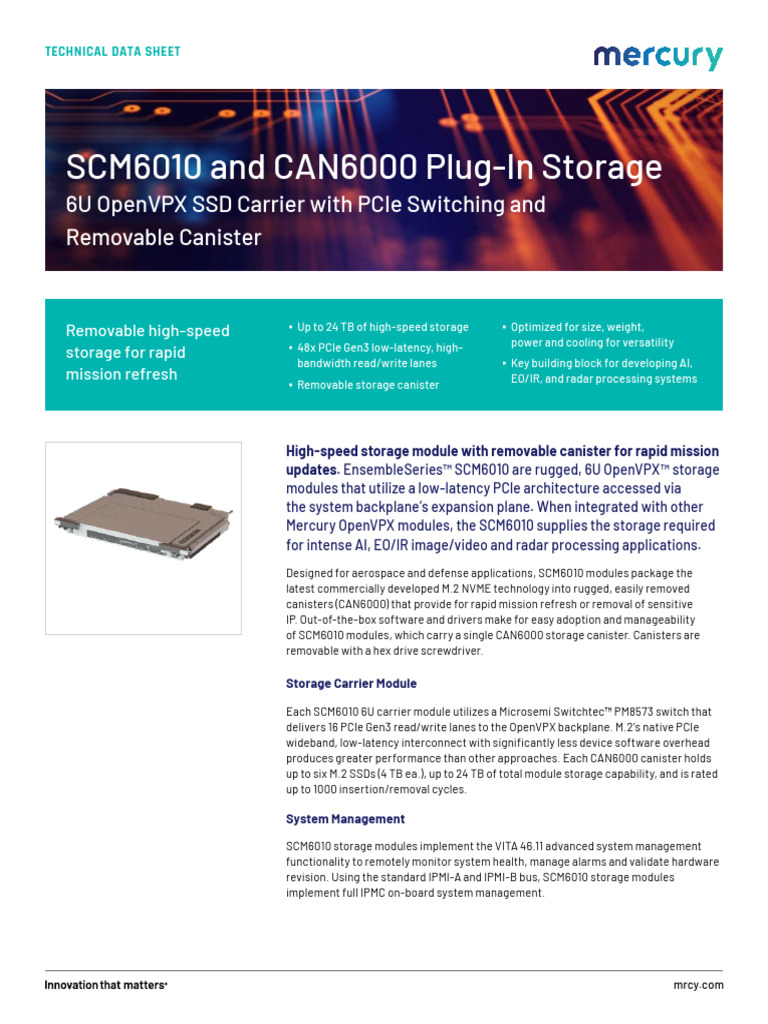 Datasheet SCM6010 CAN6000 6U OpenVPX Storage ES Board | PDF | Solid State Drive | Computer Data ...