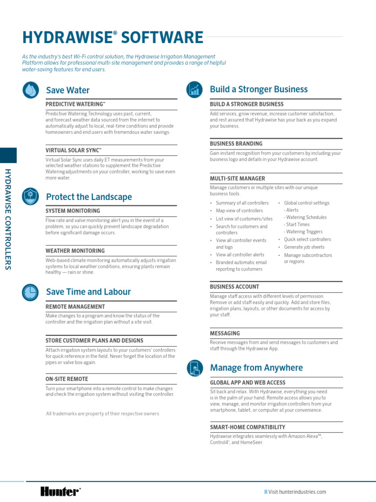 CA Cutsheet Hydrawise Software EM | PDF | Weather | Computing