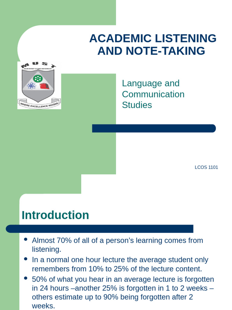 LCOS - Listening and Note-Taking | PDF | Learning | Lecture