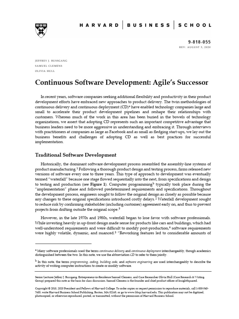 A25 - Session 12 - Continuous Software Development_Agile s Successor - 818055-PDF-ENG | PDF ...