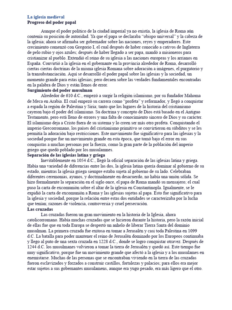 Poder Papal y Cruzadas Medievales | PDF | Cruzadas | Iglesia cristiana