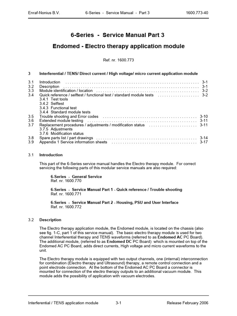 6-Series ServiceManual Part3 Electro Therapy Module (Partno 1600773 40 ...