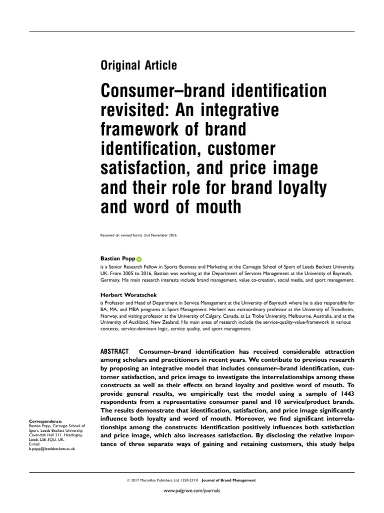Consumer-Brand Identification Framework | PDF | Brand | Marketing