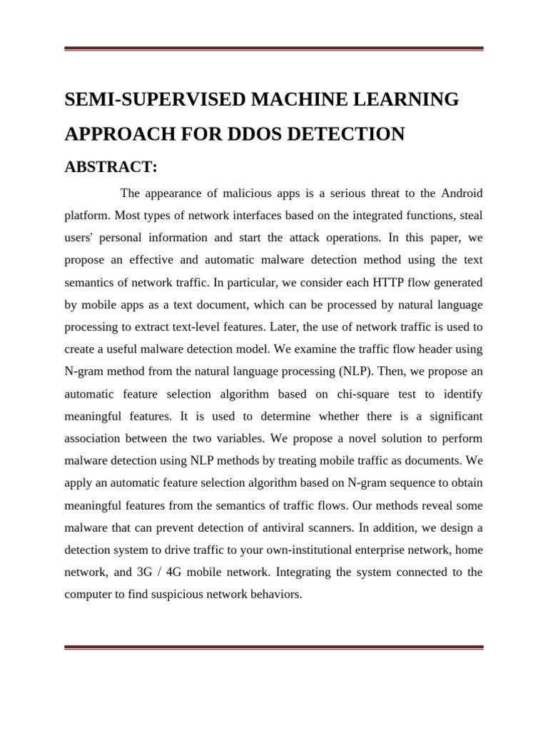 Semi Supervised Machine Learning Approach For Ddos Detection Pdf Malware Antivirus Software