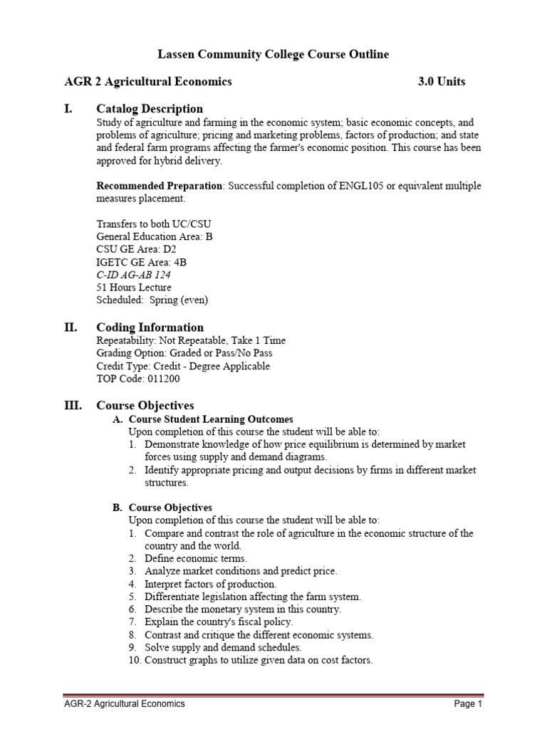 AGR 2 Agricultural Economics | PDF | Demand | Economics