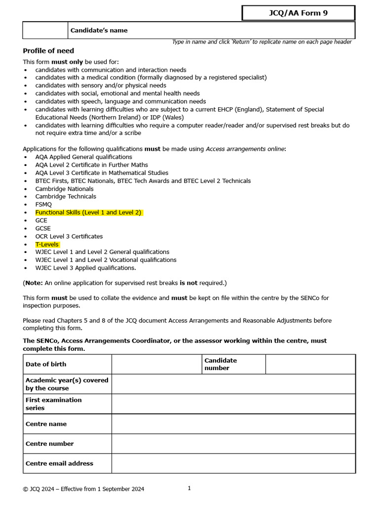 Form 9-24-25 Template | PDF | Disability | Signature